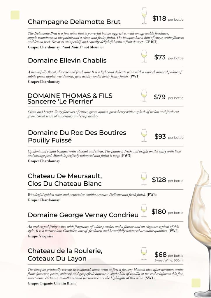 Wine Menu Dempsey | Long Beach Seafood